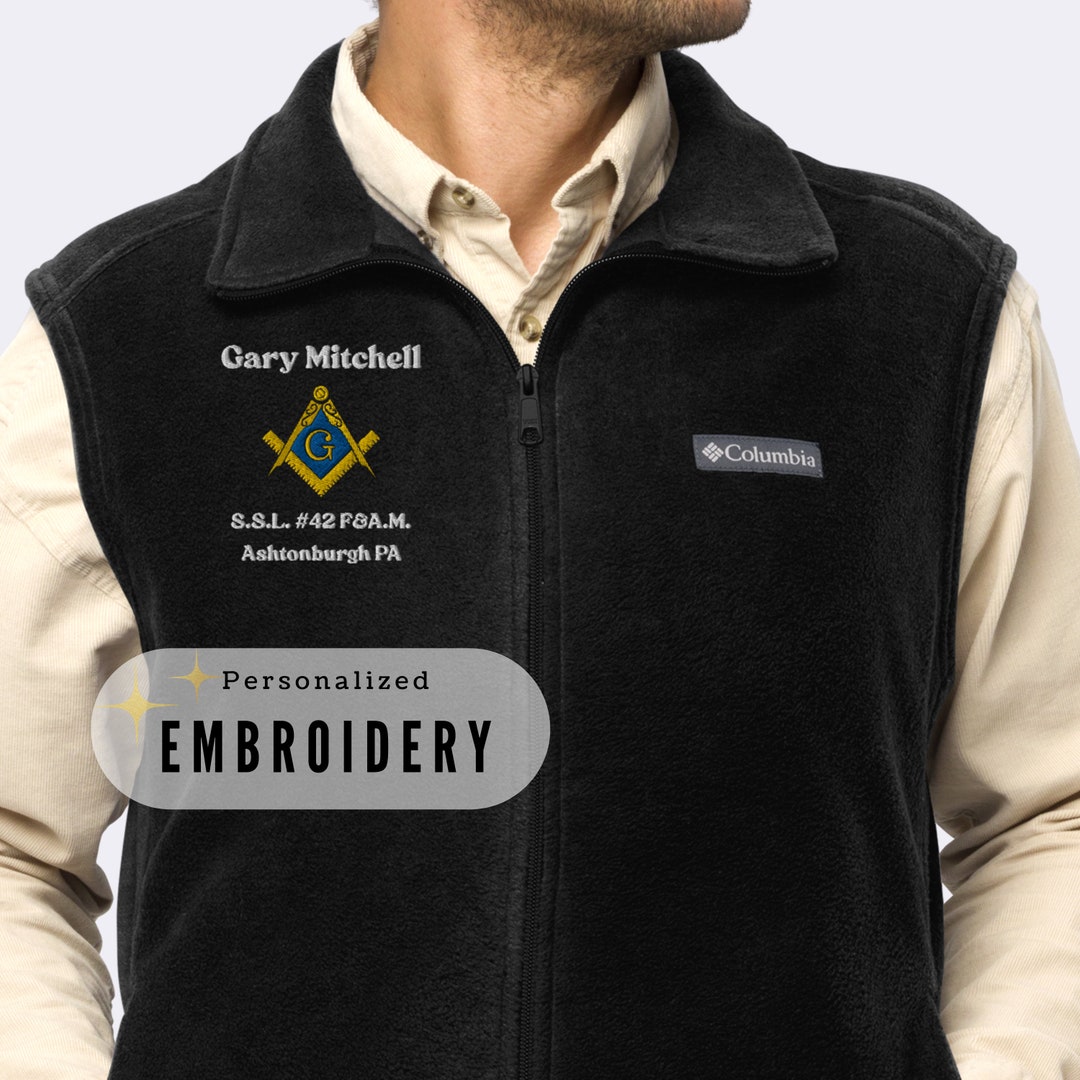Masonic Vest Personalized Columbia Fleece Vest Mason Gift Embroidered ...