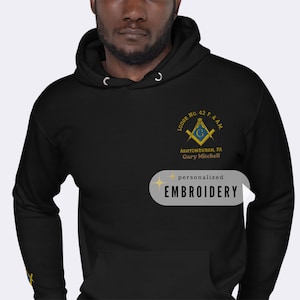 Masonic Hoodie | Personalized Freemason Blue Lodge Hoodie Customizable ...