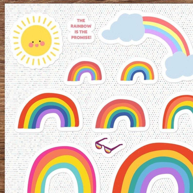 Rainbow Stickers Rainbow Sticker Pack Cute Rainbow Decals I - Etsy