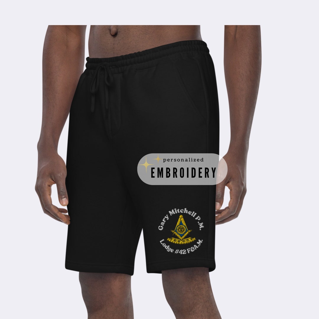 Past Master Mason Shorts | Personalized Embroidered Masonic Mens Fleece ...
