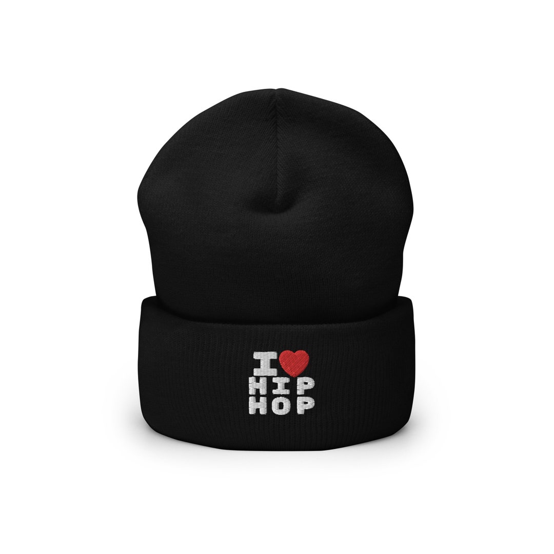 I Love Hip Hop Beanie | 90s Old School Rap Music Skull Cap Embroidered ...