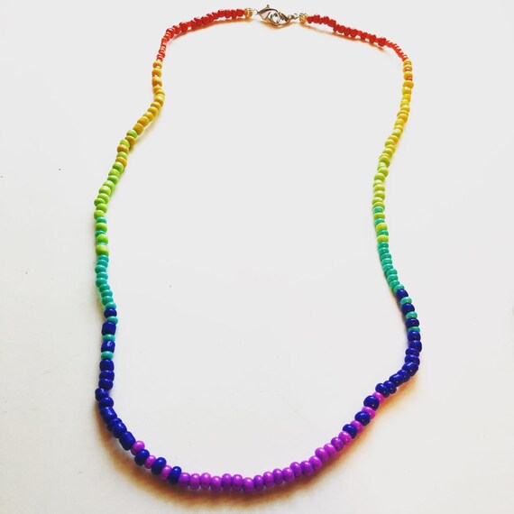 Rainbow Bead Necklace Rainbow Mask Chain Pride Lanyard - Etsy