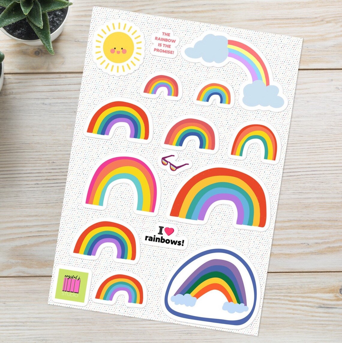 Rainbow Stickers Rainbow Sticker Pack Cute Rainbow Decals I - Etsy
