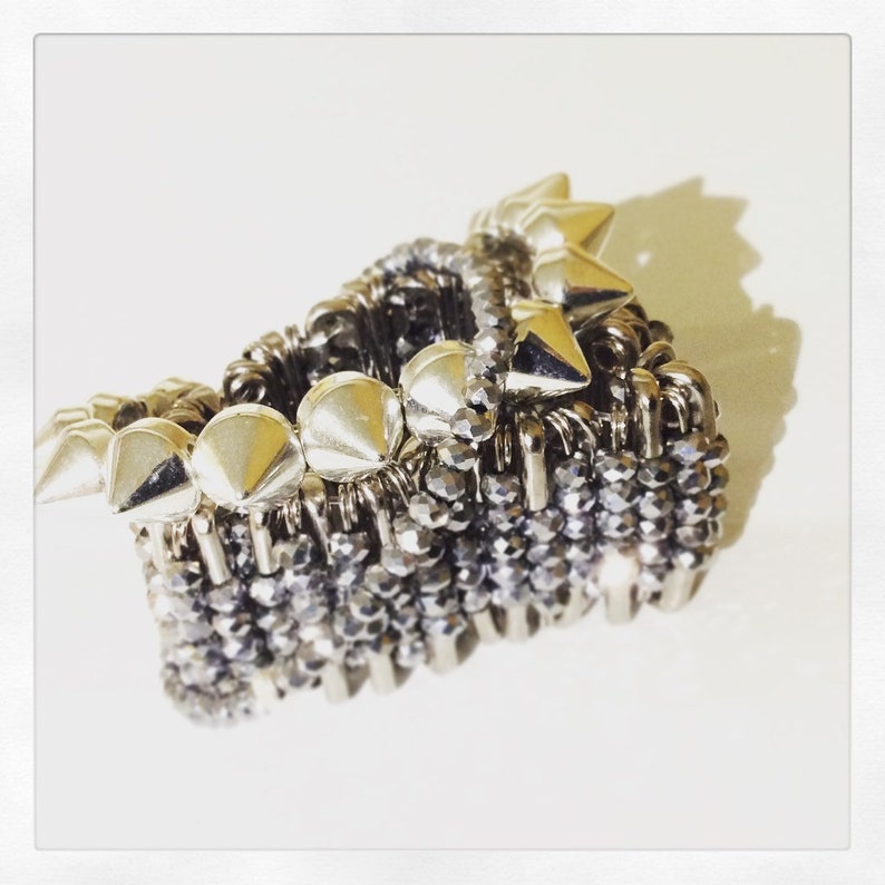 Spike Bracelet Silver Spiked Stretch Bracelet for Women - Etsy