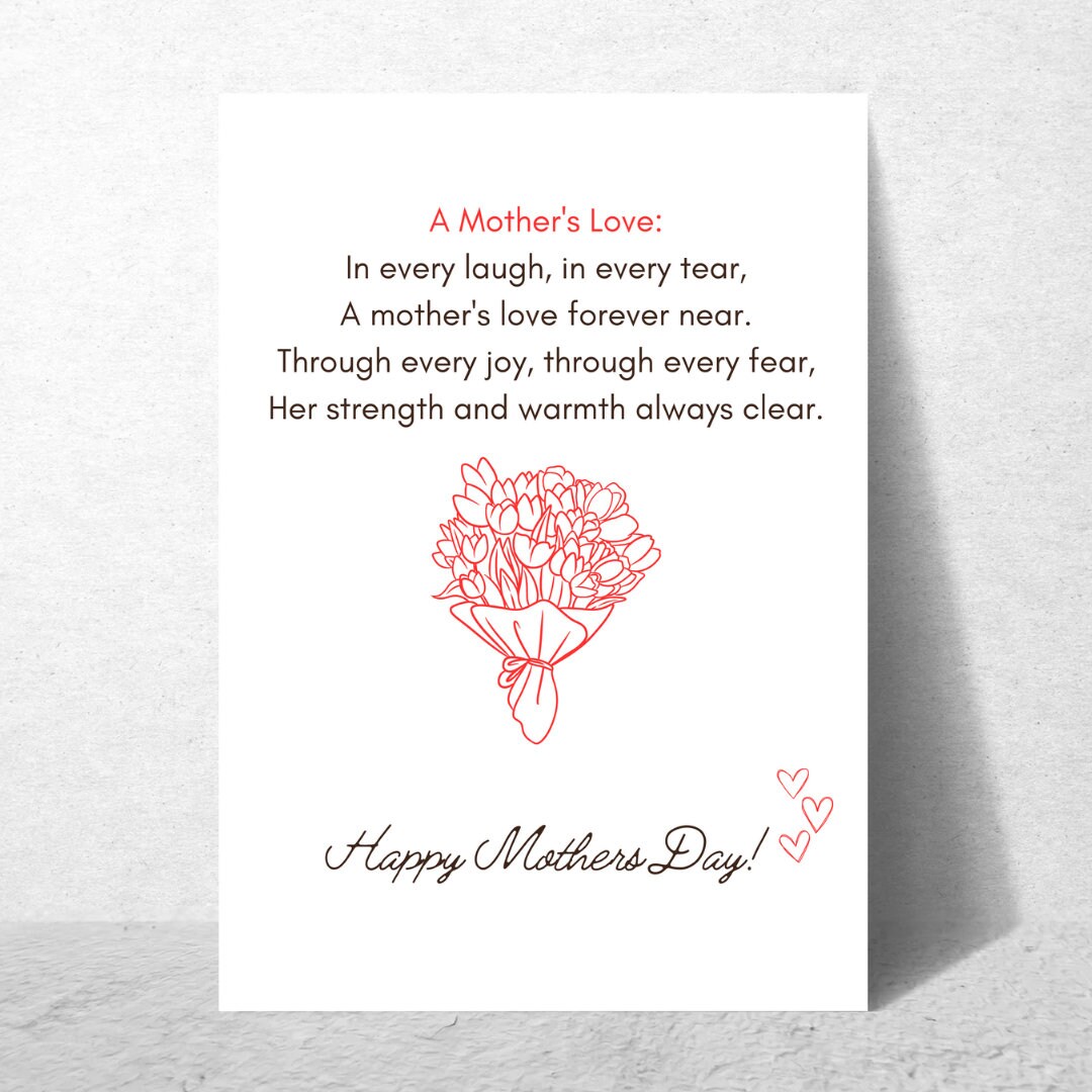 Printable Mothers Day Card, Cute Flower Mothers Day Card, Flower ...