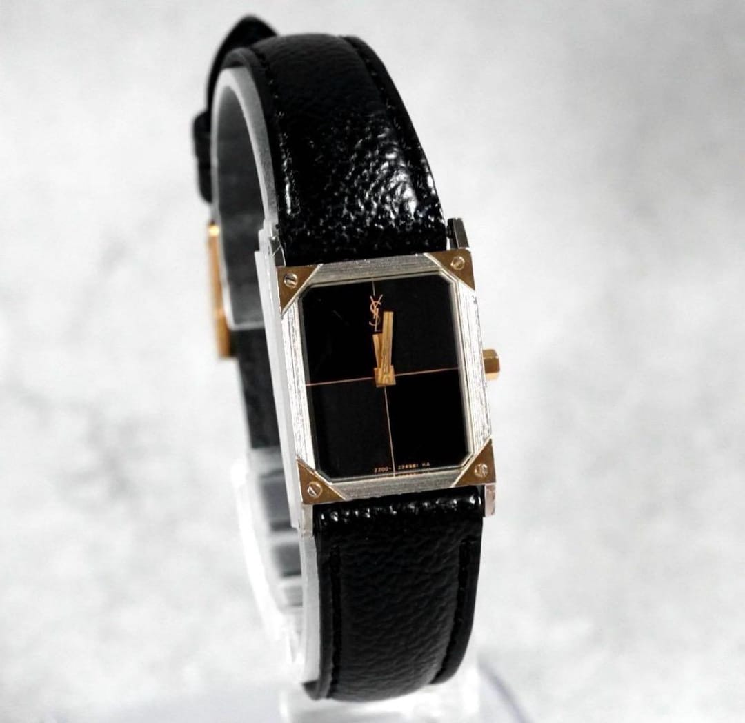YSL Yves Saint Laurent Quartz Vintage Women's Watch Silver Leather ...
