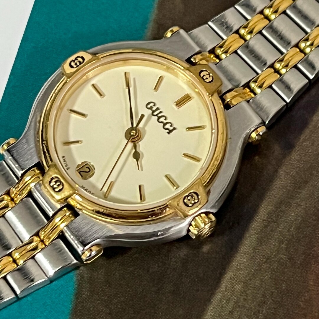 Gucci 9000L Women Mens Vintage Watch Silver Gold Stainless Strap Witch Gucci Box - Etsy