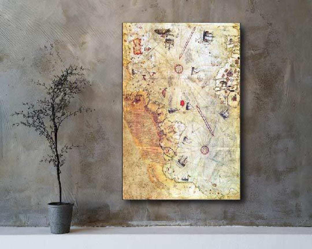 Piri Reis Map Canvas Poster Print, Vintage Map, Ottoman Empire Map, Old ...
