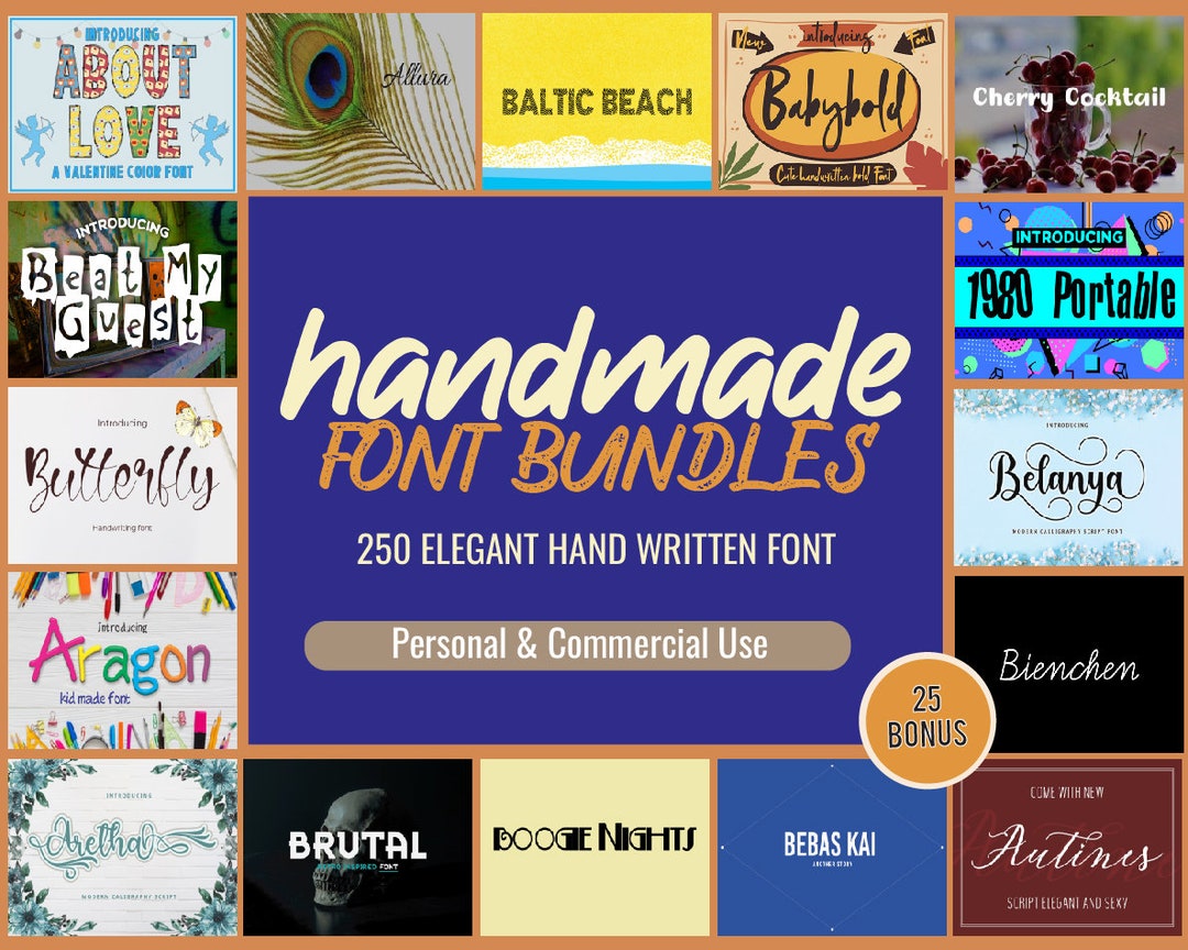 The Ultimate 250 Handwritten Fonts Font Bundle, Heart Font, Cricut ...