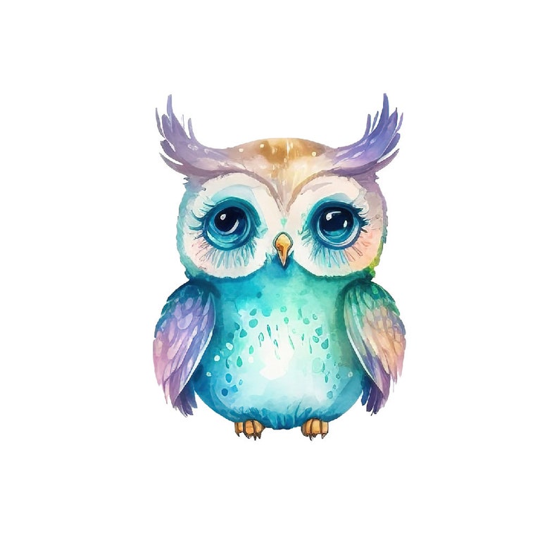 6 Watercolor Pastel Owl PNG Bundle, Digital Crafts Designs Transparent ...