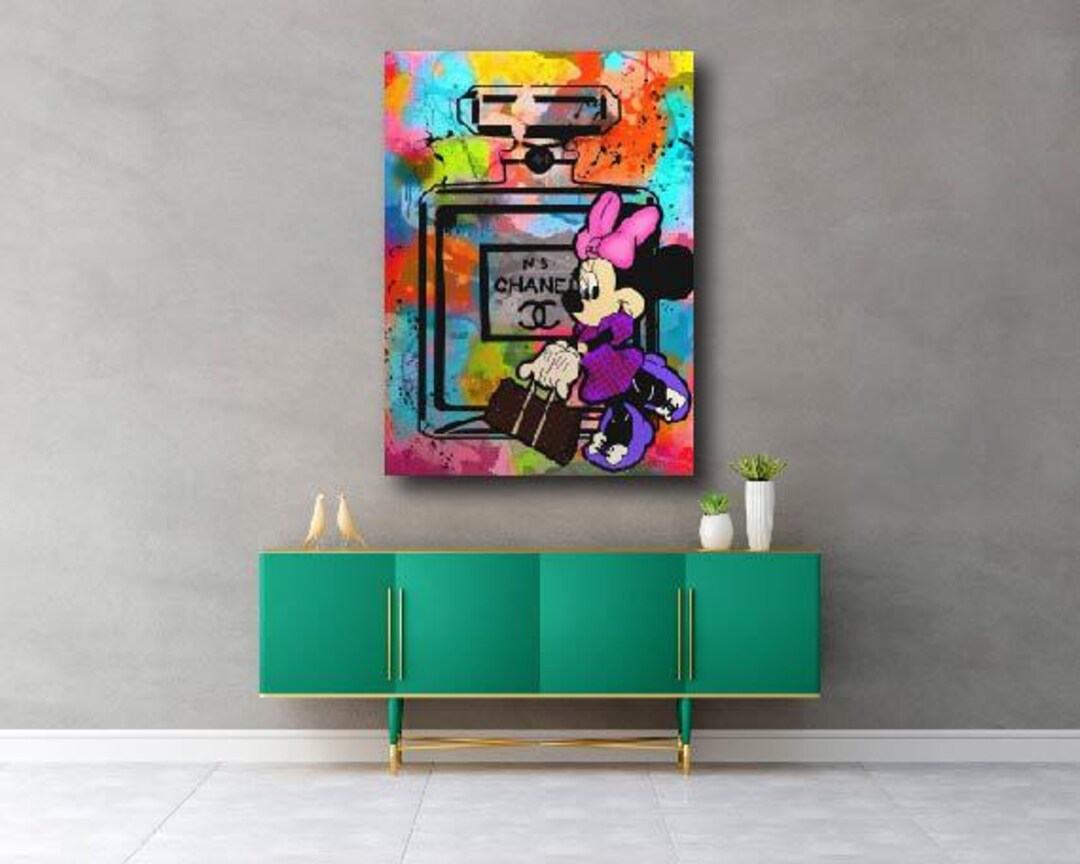 Chanel Perfume Minnie Mouse Canvas Poster Print, Minnie Mouse Pop Art ...