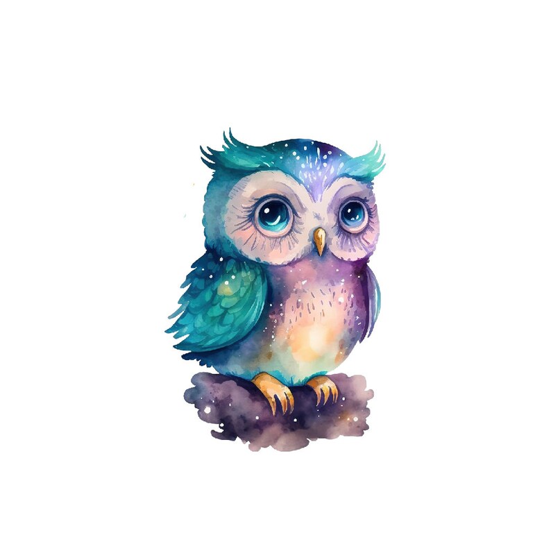 6 Watercolor Pastel Owl PNG Bundle, Digital Crafts Designs Transparent ...