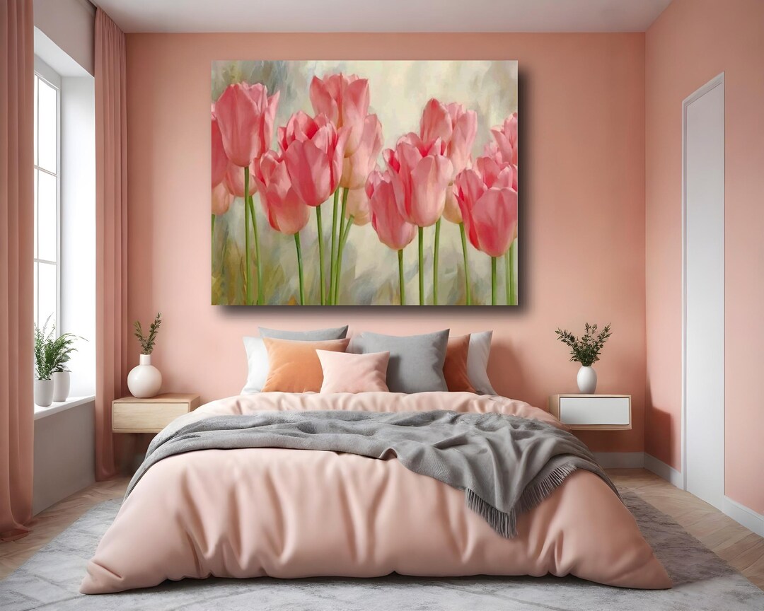 Watercolor Tulip Canvas Poster Print, Spring Flowers Art, Tulip Lover ...
