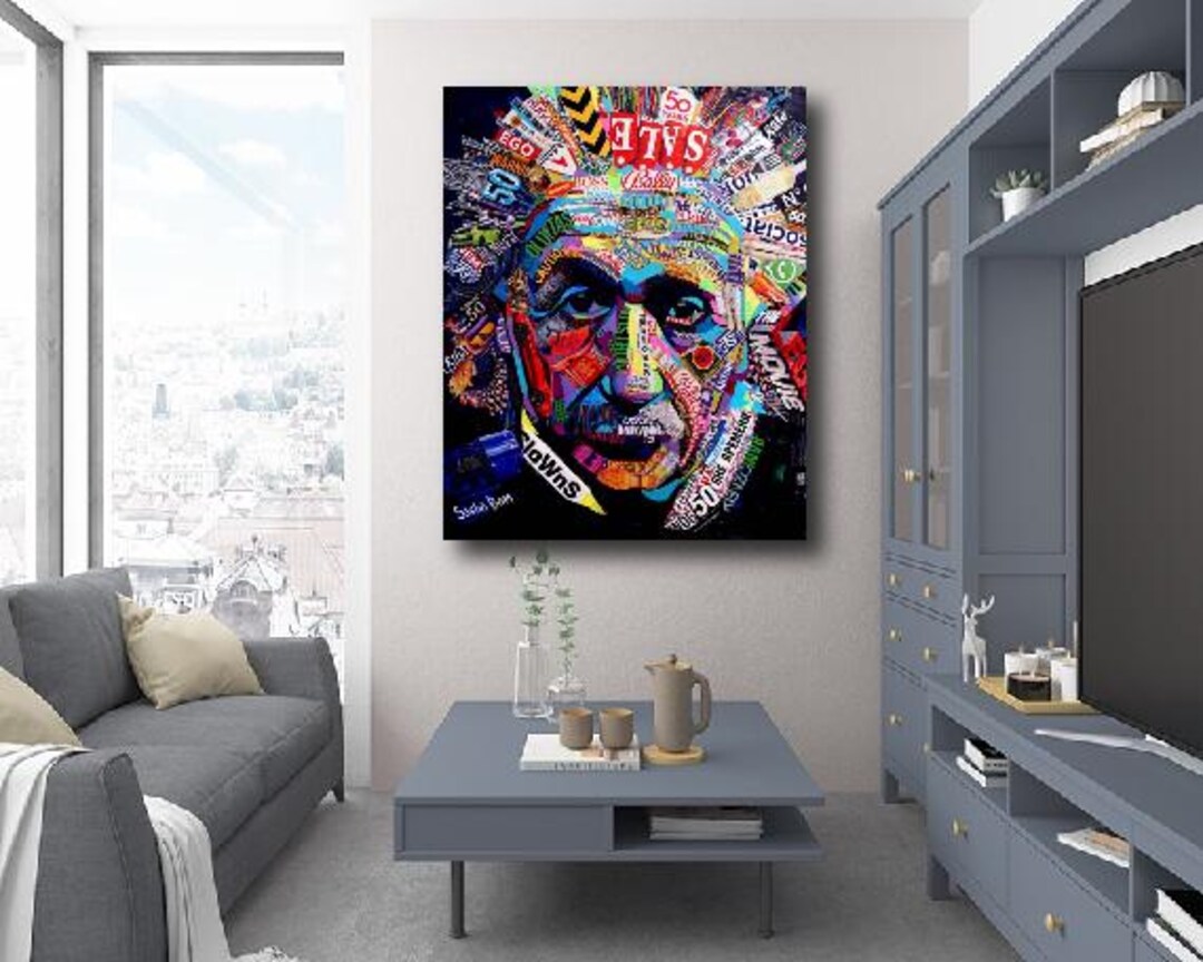 Albert Einstein Graffiti Canvas Poster Print, Einstein Pop Art ...