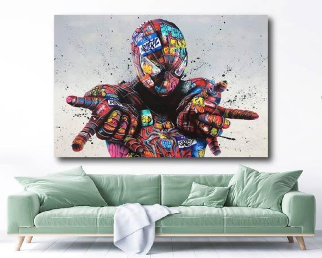 Spiderman Banksy Canvas Poster Print, Spider-man Graffiti Art ...