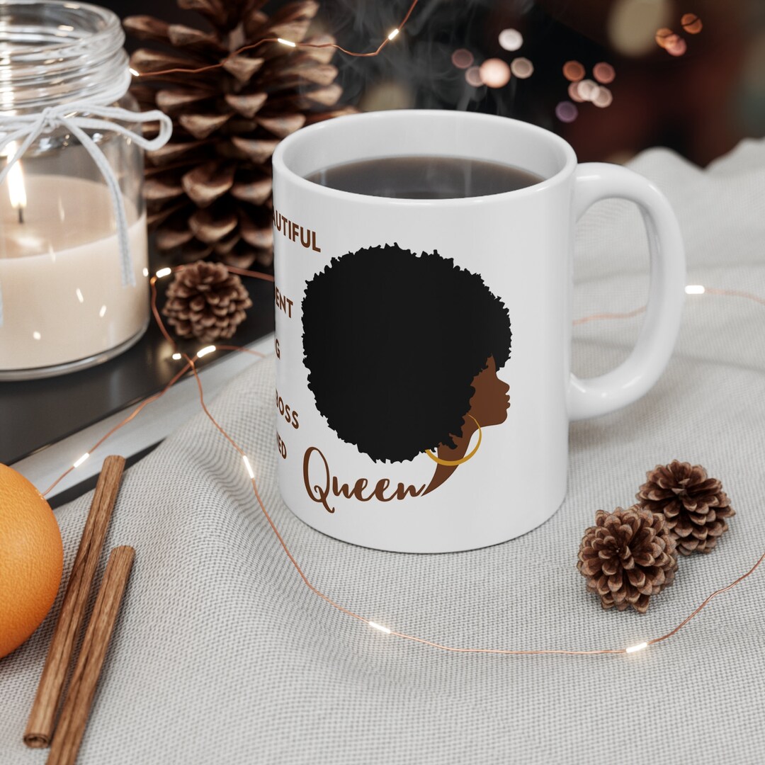 Black Woman Mug Black Girl Afro Woman Mug Melanin Empowerment Mug Brown ...