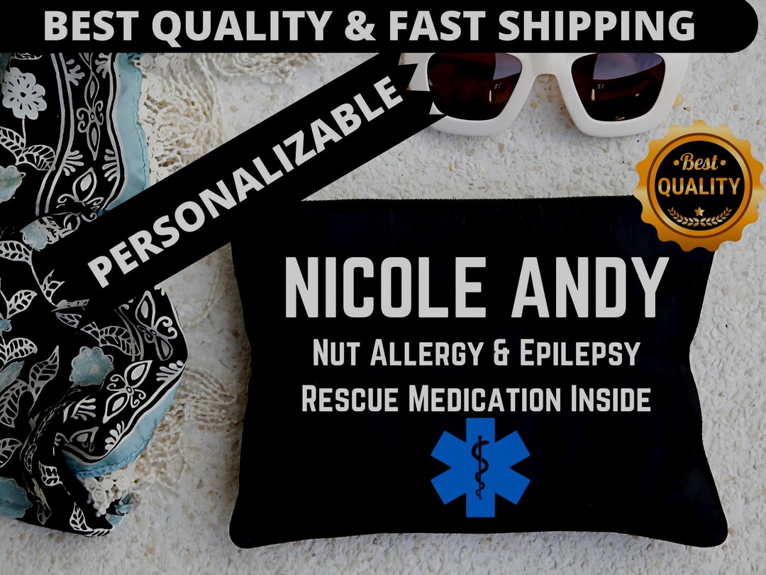 Personalized Allergy & Epilepsy Med Pouch, Rescue Medication Bag - Etsy