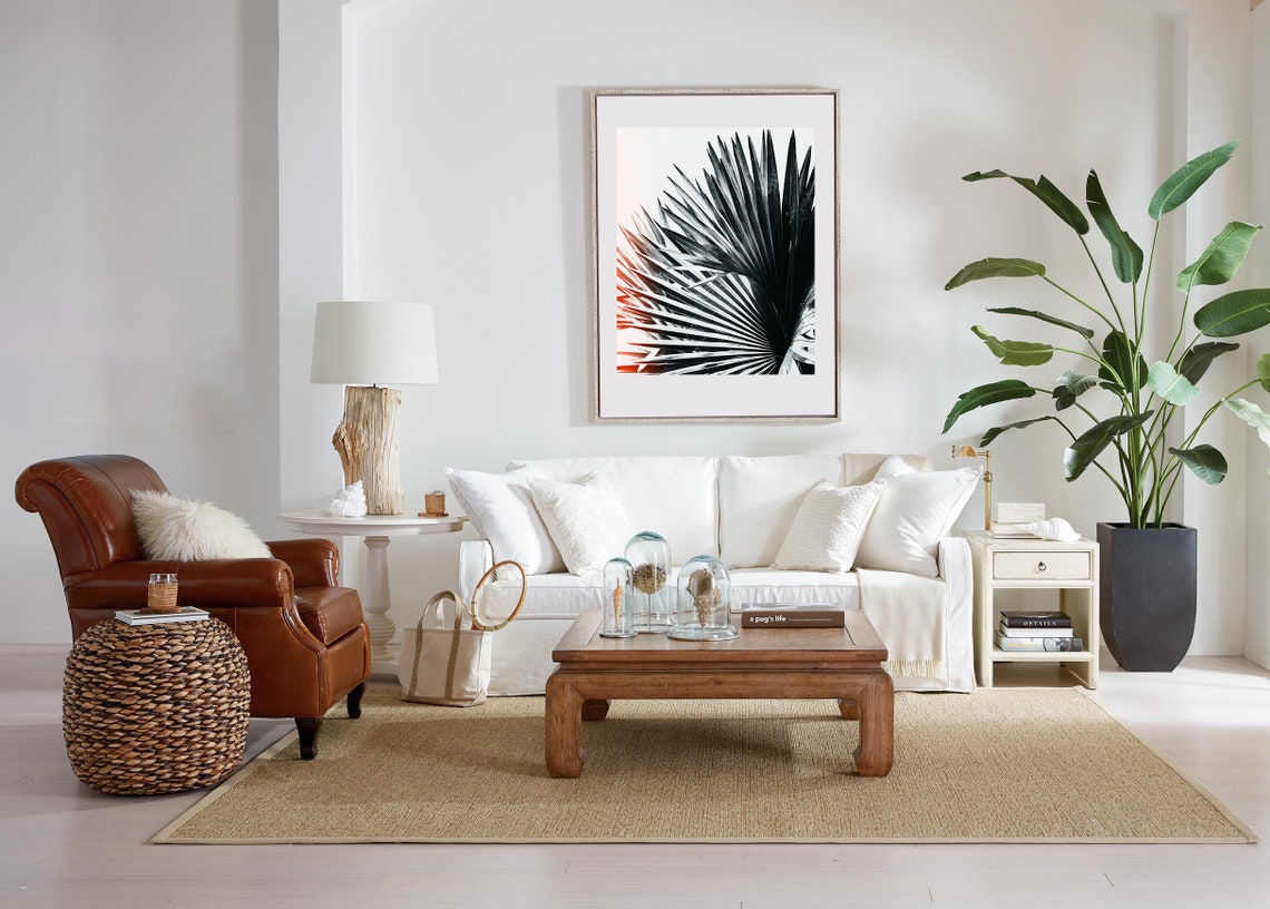 Palm Tree Print, Black and White Photograph, Tropical Art, Flare 2 ...