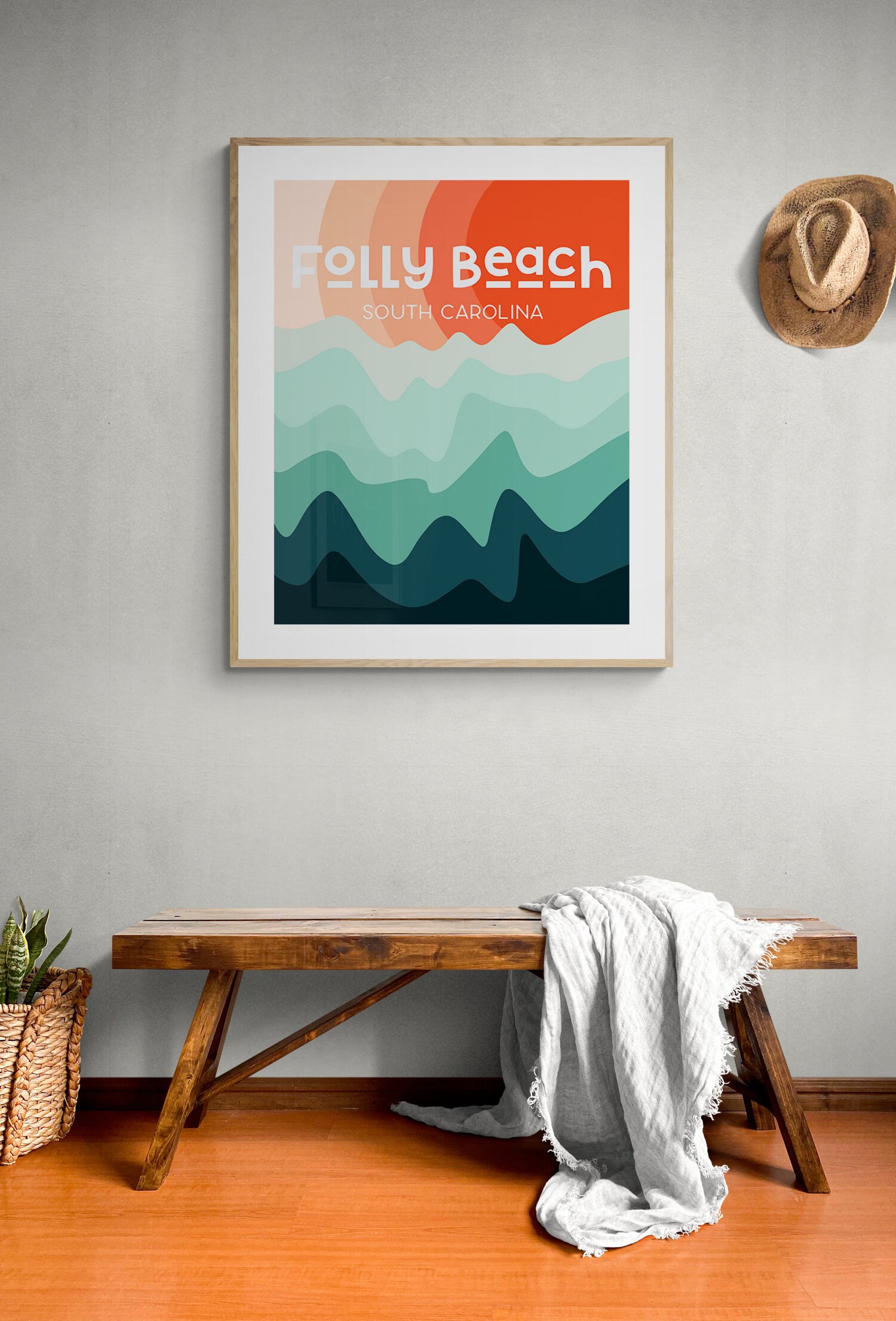 Folly Beach Print South Carolina Art Abstract Landscape Art - Etsy