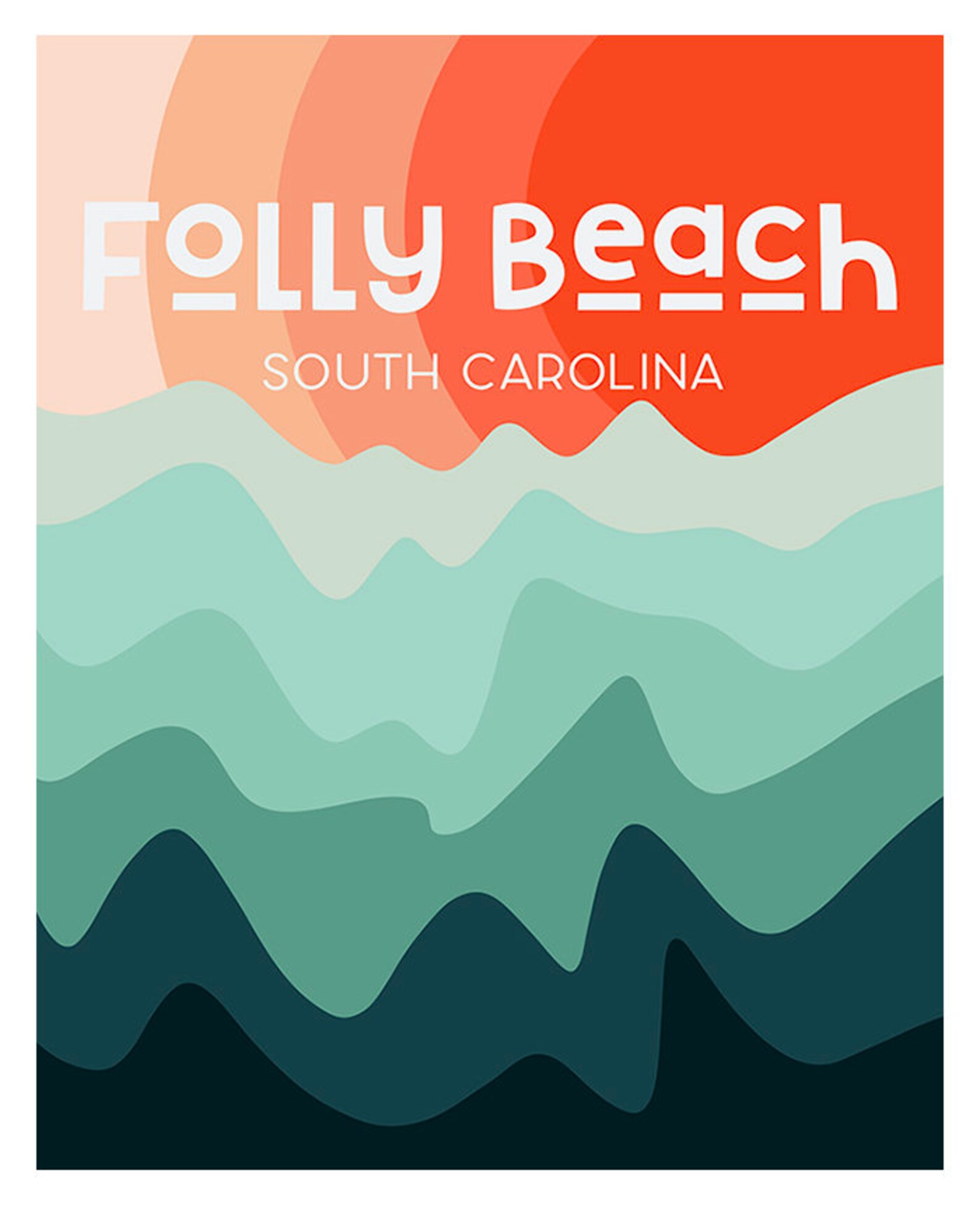 Folly Beach Print South Carolina Art Abstract Landscape Art - Etsy