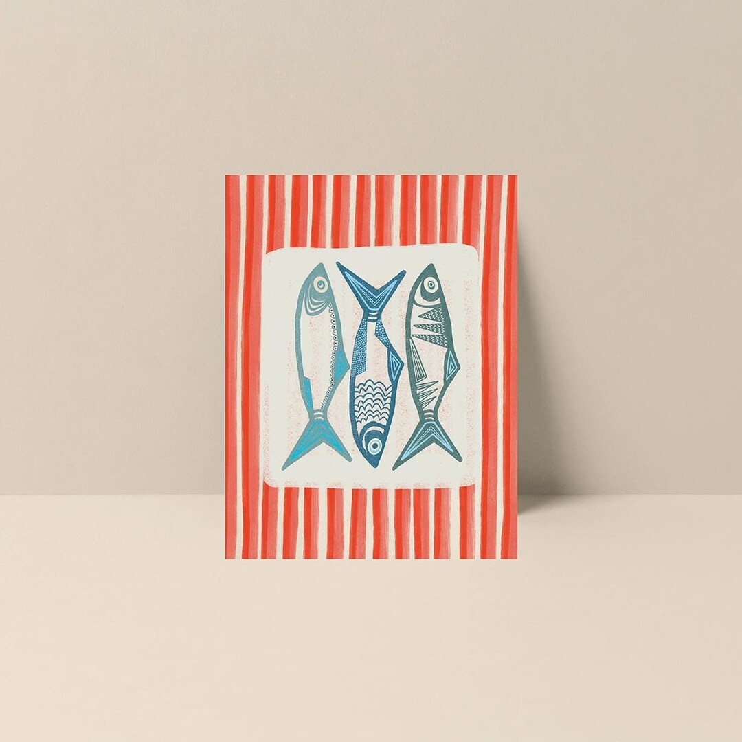 Sardine Blank Note Card, Blank Card, Note Card, Fish, Fish Card, Fish ...