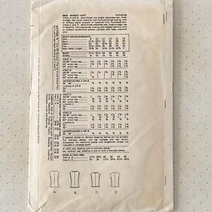 1970s Vogue Vest Pattern, Vogue 8968, Size 14 - Etsy