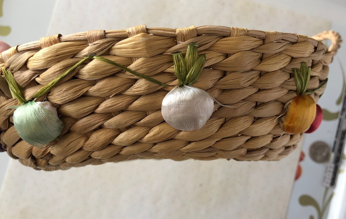 Vintage Raffia Basket 1970s Style | Etsy