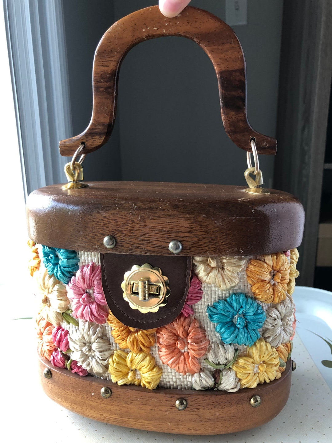 1950s/1960s Raffia Barrel Purse Philippines Raffia Purse - Etsy