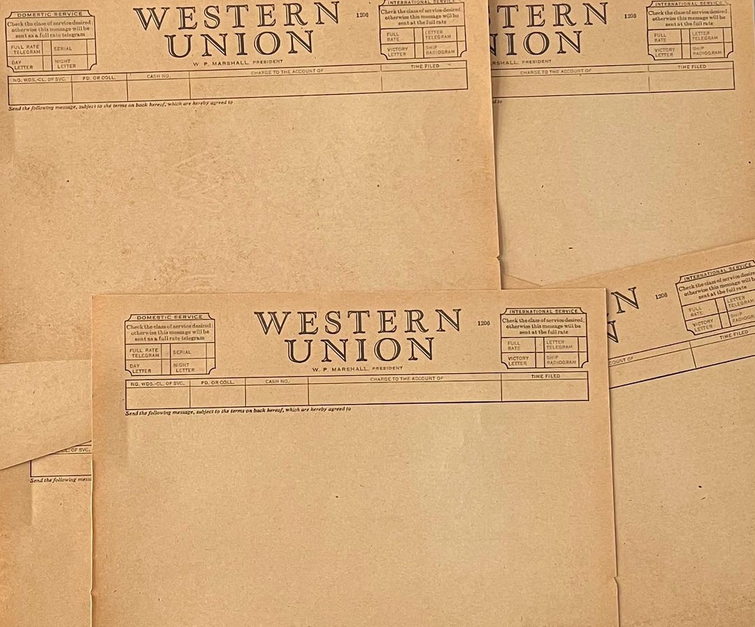 Western Union Blank Forms, 1960s, W P Marshall President, Junk ...