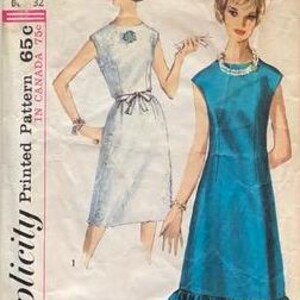 1950s Dress Pattern, Wiggle Dress, Detachable Panels, Simplicity 3498 ...