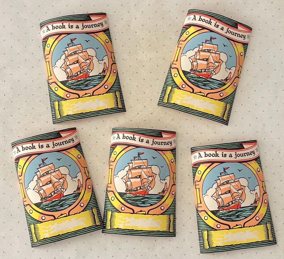 Vintage Book Plates, a Book is a Journey, 1940s Style, Paper Ephemera ...