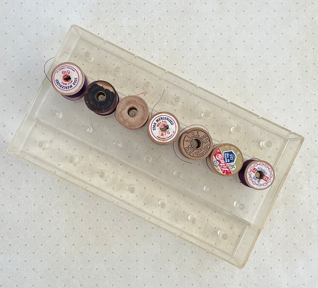 Vintage Collins Spool Bobbin Box, Clear Thread Storage, Craft Storage ...