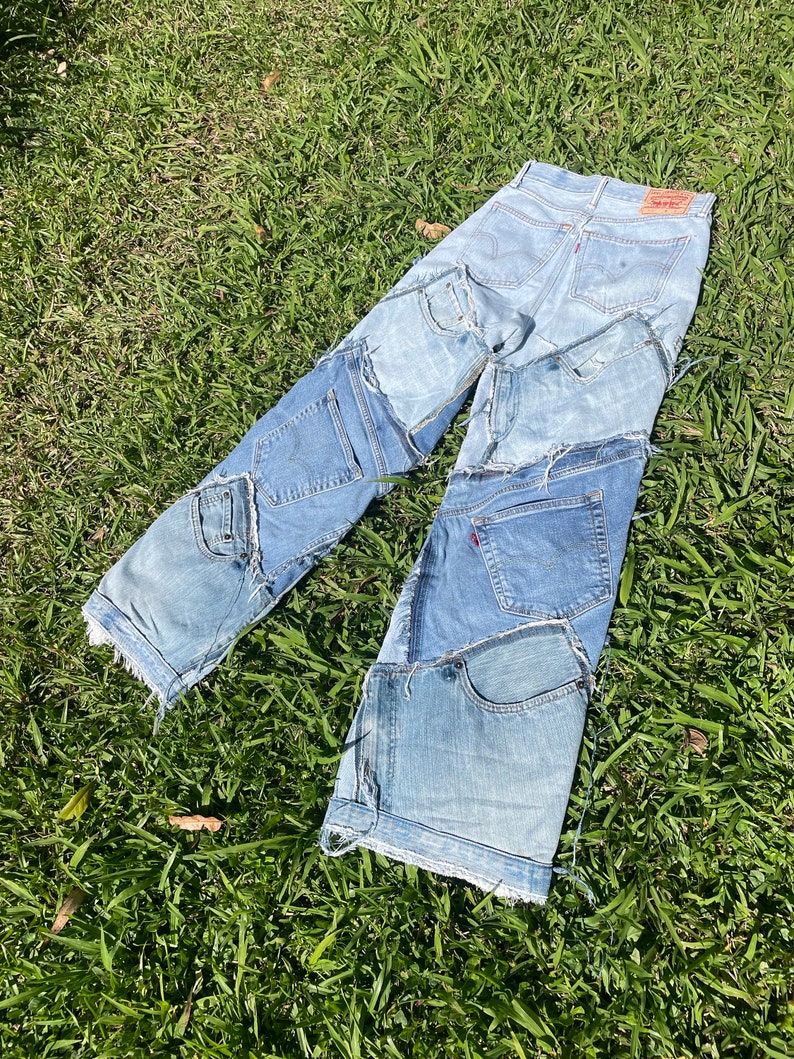 Reworked Patchwork Stash Jeans - Etsy