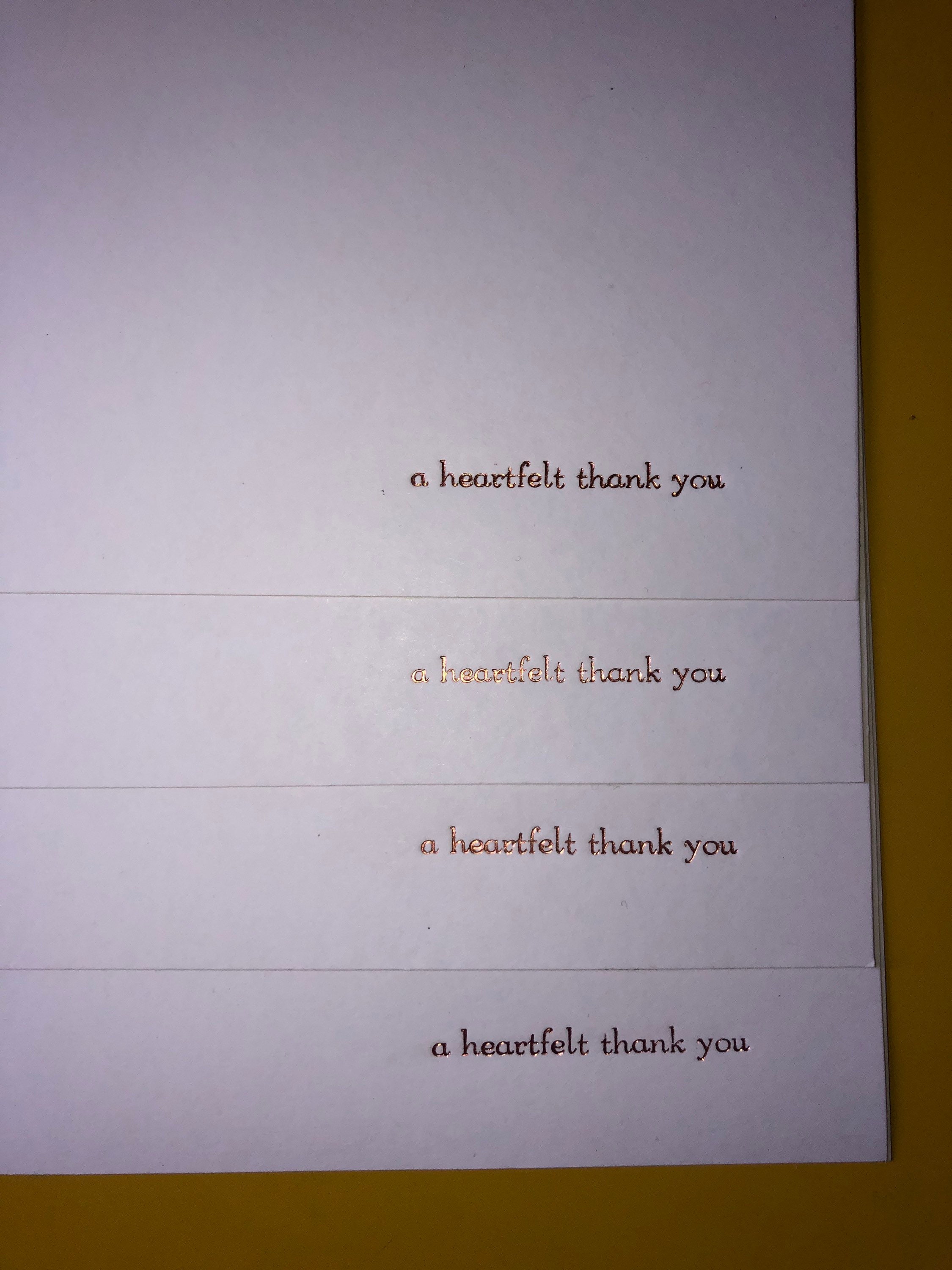 A Heartfelt Thank You in Soft or Metallic Pink, Hand Foiled Set of ...