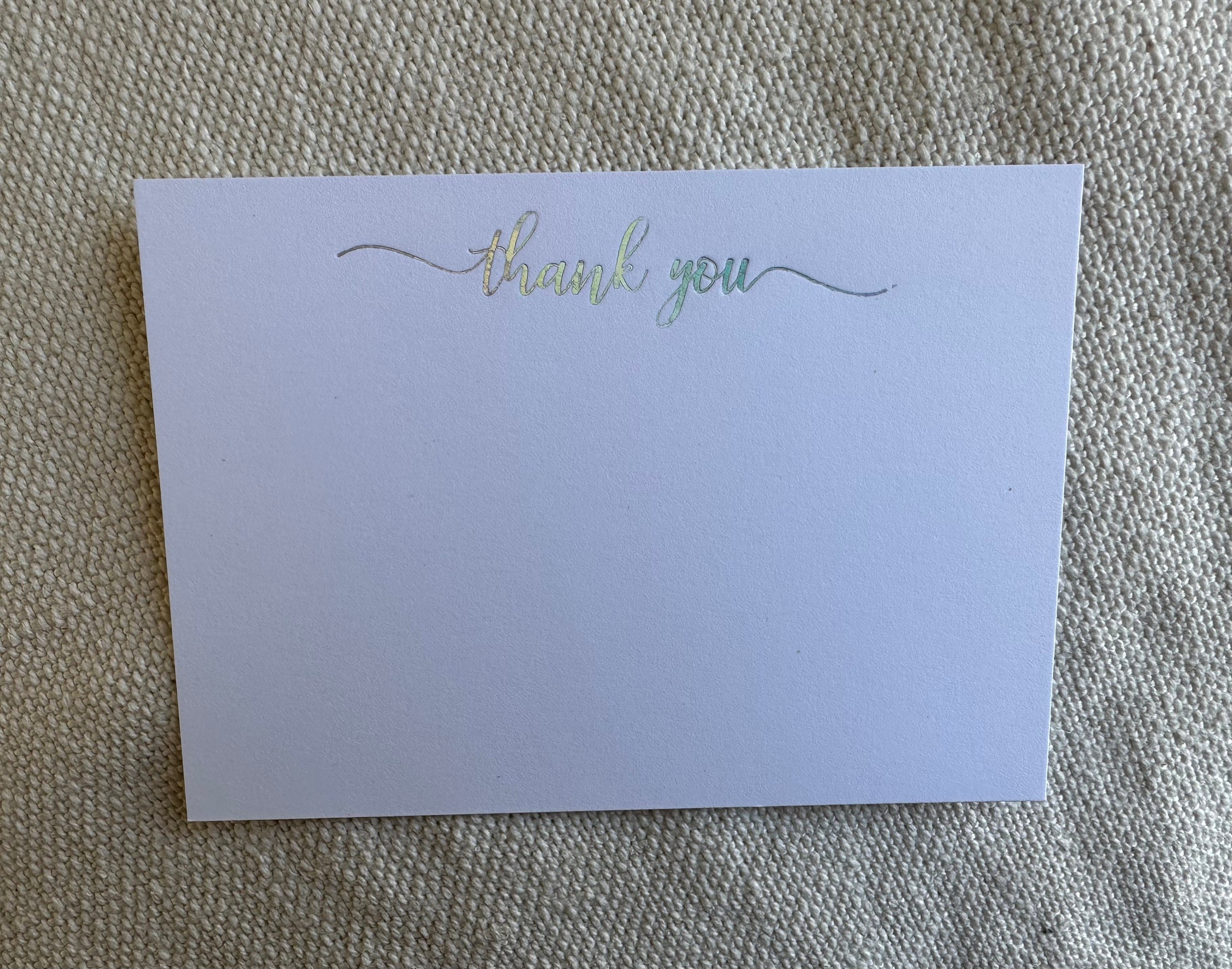 Thank You Glowing Script Cards in Holographic Silver, Disco or Gold ...