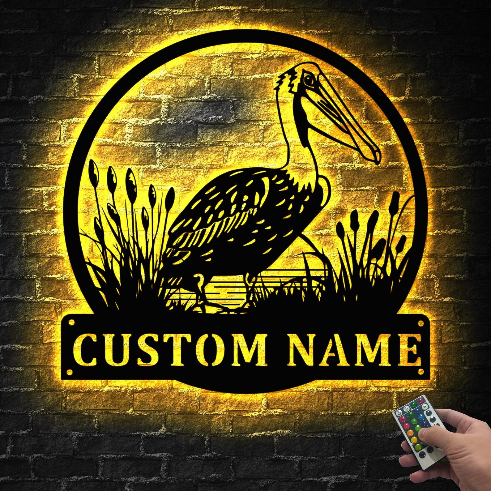 Personalized Pelican Bird Metal Sign LED Light, Custom Pelican Bird ...