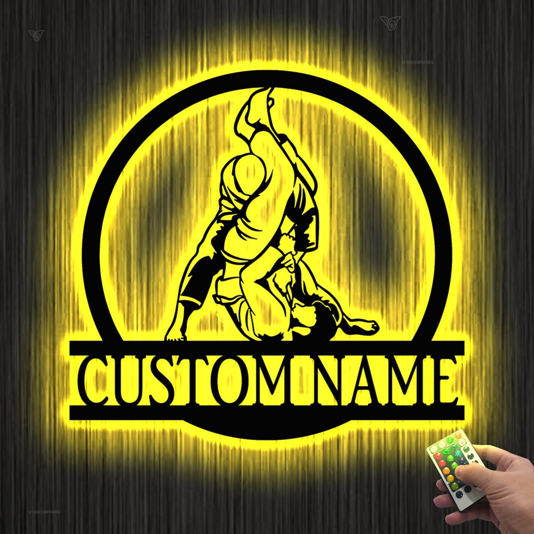 Custom Brazilian Jiu Jitsu Metal Sign Wall Art With Led Lights, Martial ...