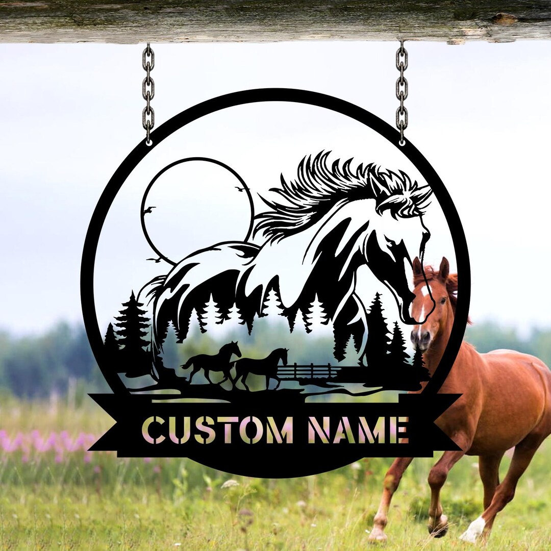 Custom Horse Sign Horse Metal Wall Art Horse Barn Decor Horse Metal ...