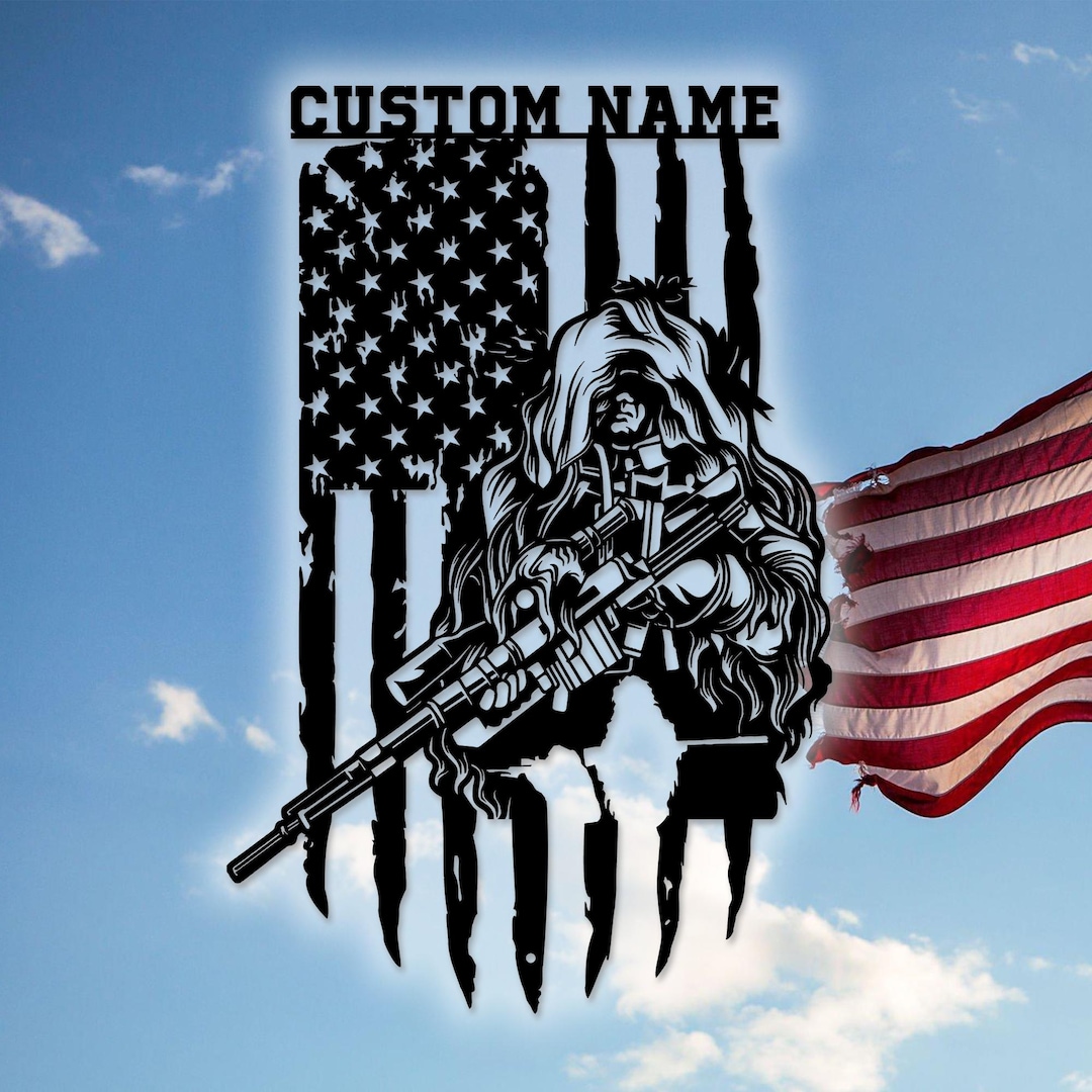 Personalized US Sniper Metal Wall Art Decor, Custom Sniper Rifle Metal ...