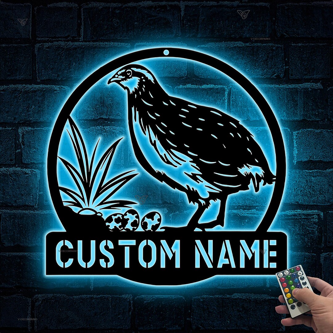 Custom Quail Bird Metal Wall Art LED Light, Farm Sign,personalized ...
