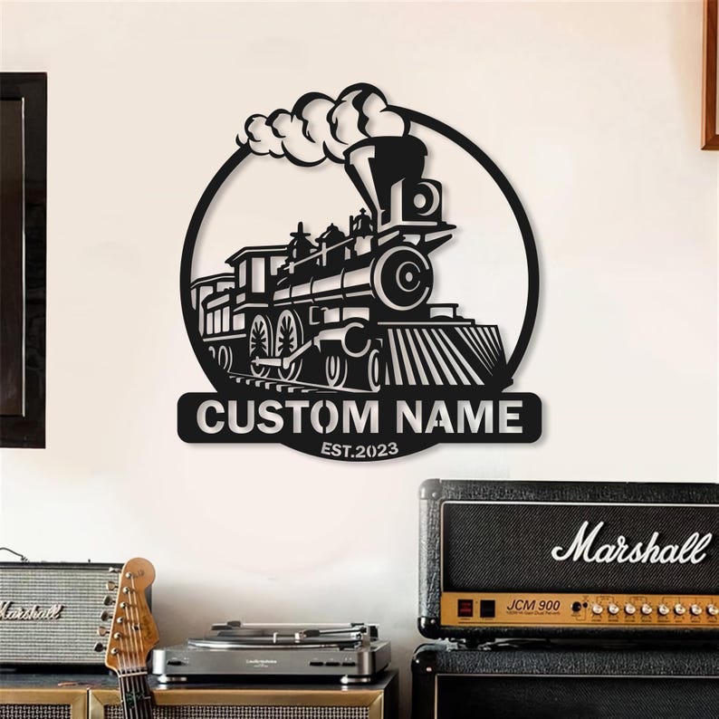 Custom Steam Engine Train Metal Wall Art LED Lights Custom Train Driver ...