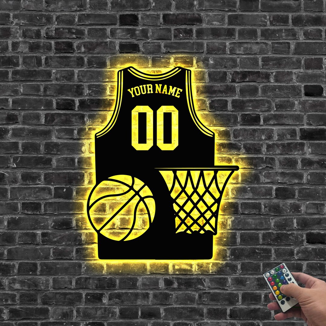 Customized Basketball Metal Wall Art Led Lights, Basketball Metal Signs ...