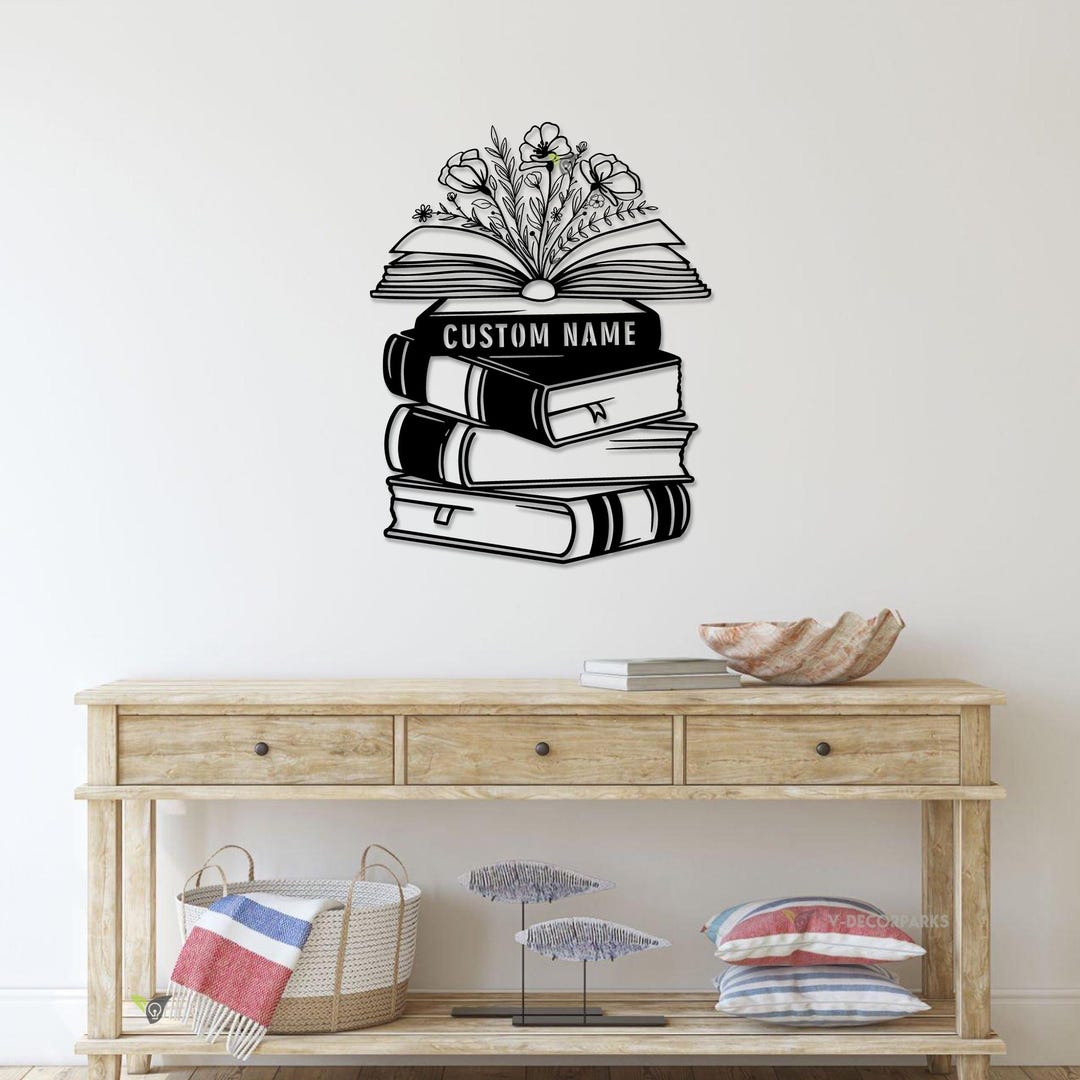 Personalized Reader Name Sign Custom Librarian Book Reading Metal Wall ...