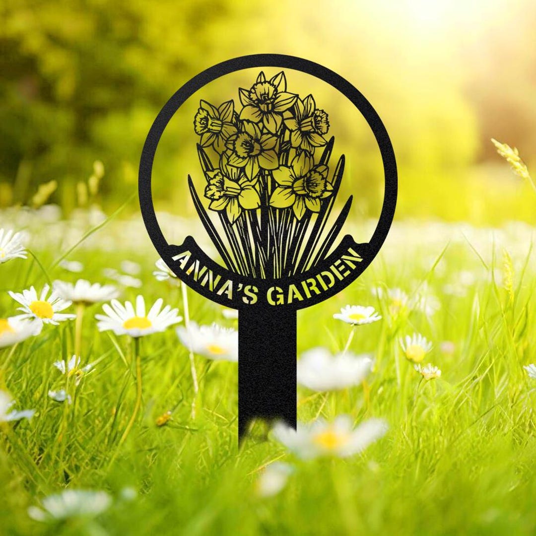 Custom Metal Garden Sign, Flower Sign With Stakes, Custom Garden Name ...