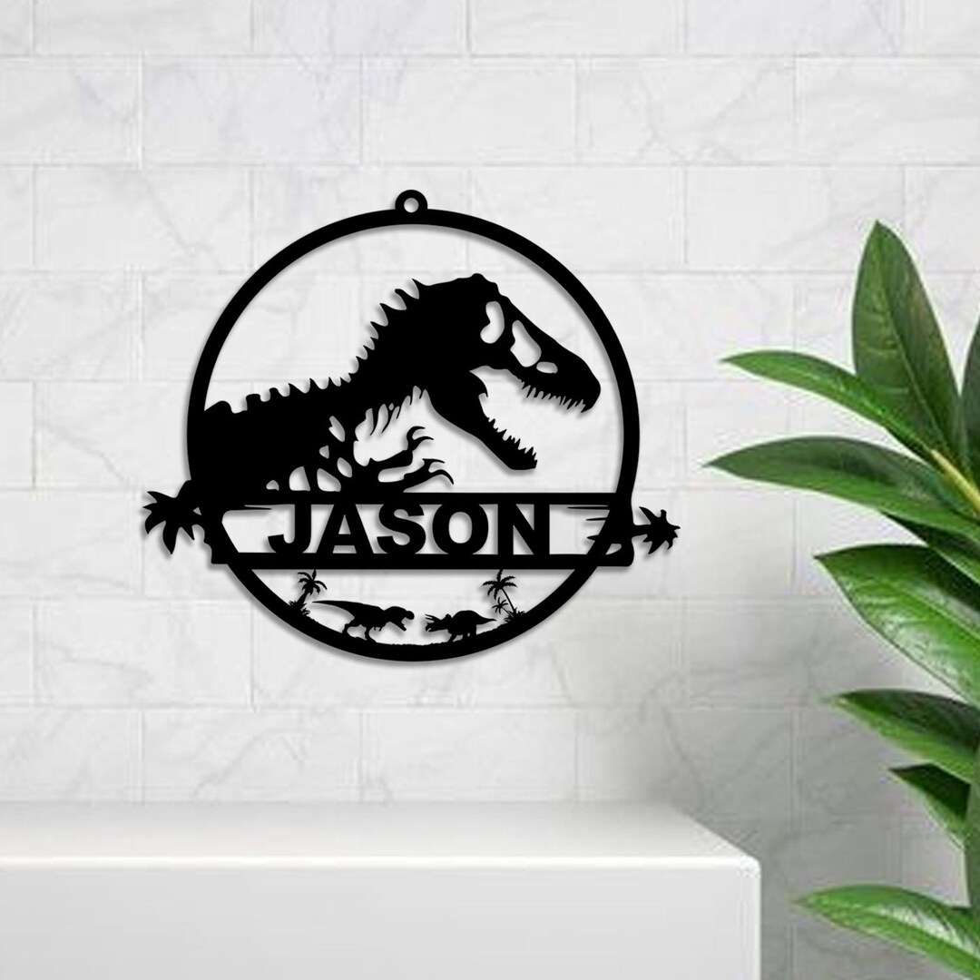 Custom Dinosaur Metal Sign, T-rex Dinosaur Metal Wall Art ...