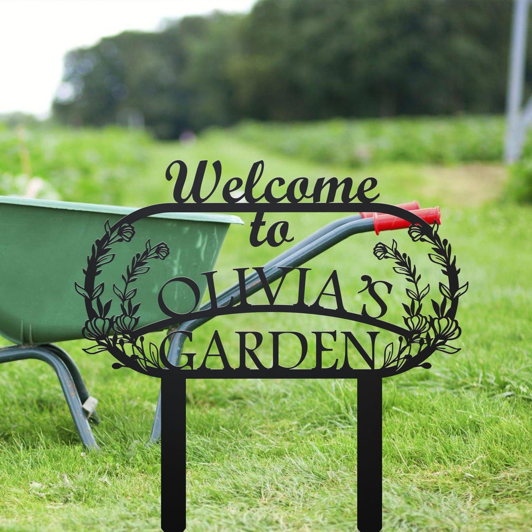 Personalized Garden Sign, Custom Garden Metal Sign, Garden Stake,garden ...