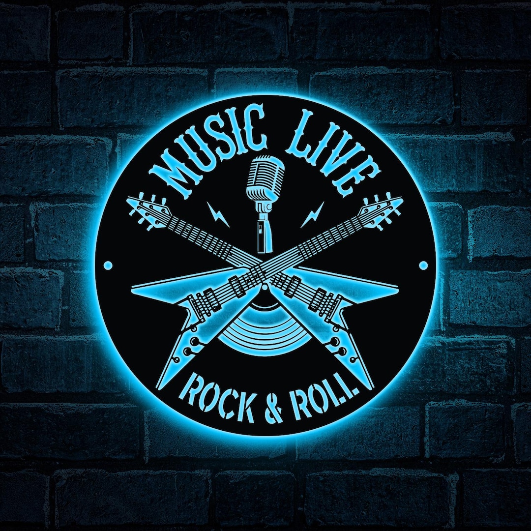 Personalized Guitar Rock & Roll Metal Sign Led Lights, Custom Rock and ...