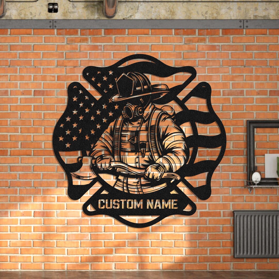 Personalized Firefighter Metal Sign,firefighter Monogram Sign,fireman ...
