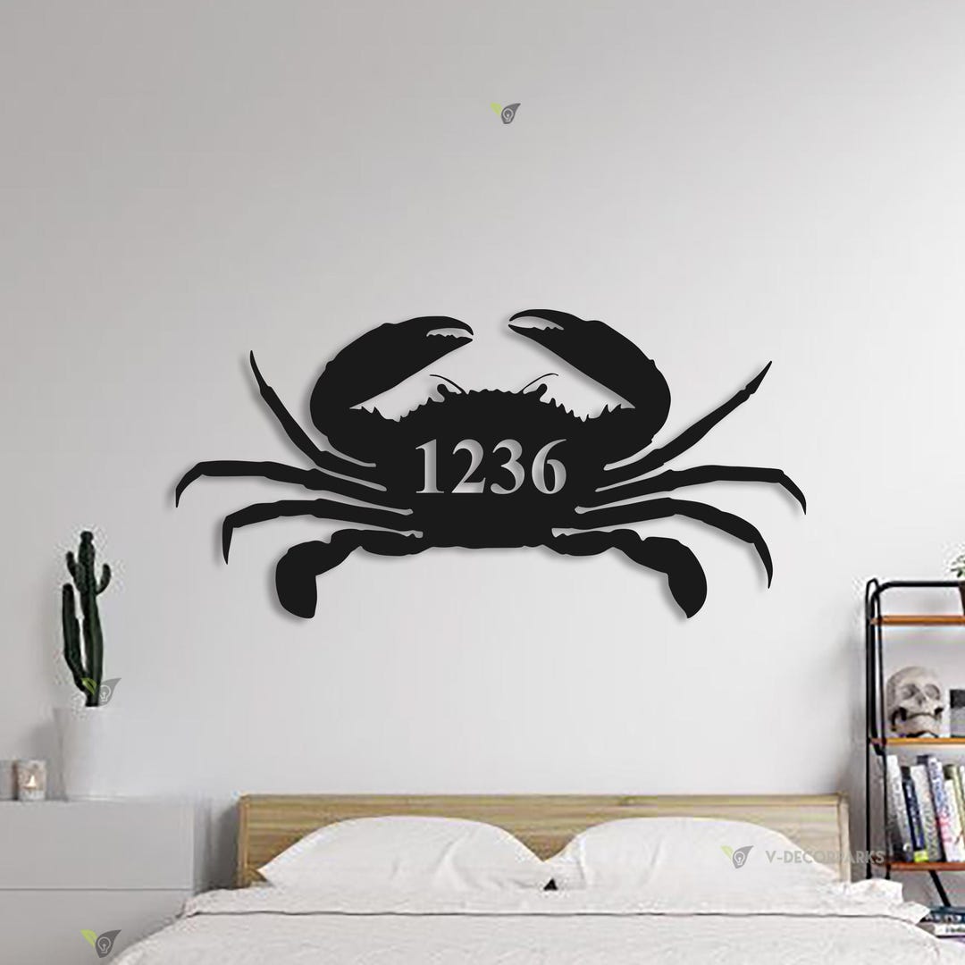 Personalized Crab Metal Sign, Custom Crab Street House Address Sign ...