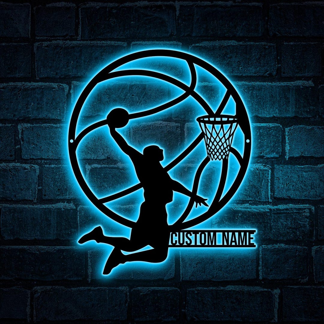 Personalized Male Basketball Metal Sign Led Lights, Custom Basketball ...